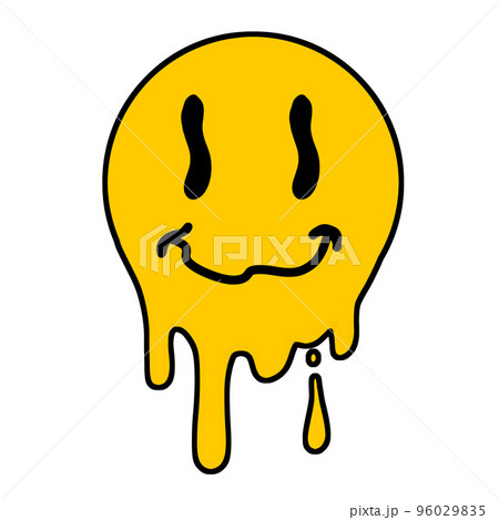 Acid smile face. Psychedelic symbol of rave and...のイラスト素材 [96029835 ...