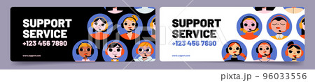 Customer support service banners, call centerのイラスト素材 [96033556] - PIXTA