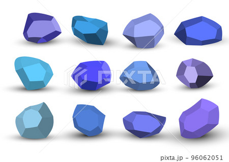 Cartoon blue stones. Rock stone isometric set....のイラスト素材 [96062051] - PIXTA