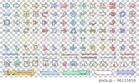 Pastel color arrow set with cute gaps and gaps - Stock Illustration ...