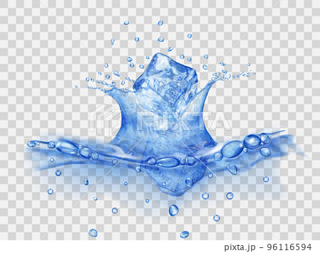 Water splash from falling ice cubesのイラスト素材 [96116594] - PIXTA