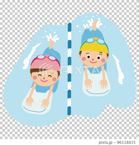 Pop kids swimming class white background... - Stock Illustration ...