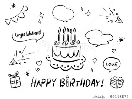 バースデーケーキイラスト_お誕生日のあしらいのイラスト素材 [96118872] - PIXTA