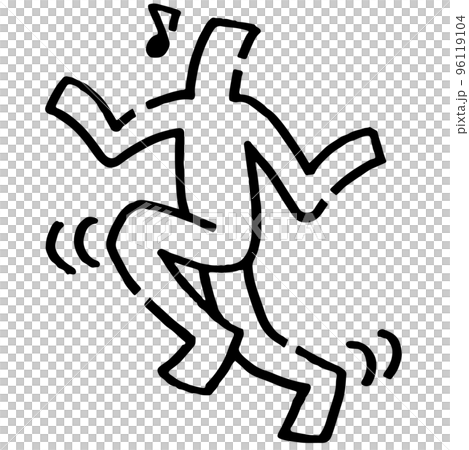 Stickman skipping happily. Hand-drawn vector data. - Stock Illustration ...