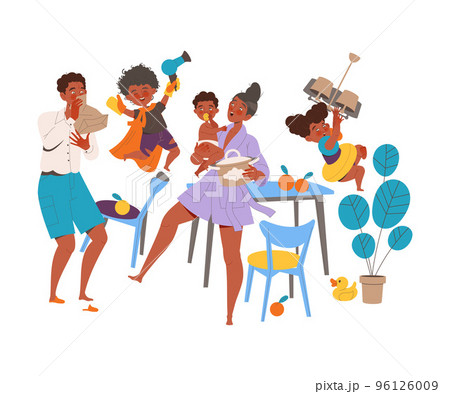 Naughty Hyperactive Children Characters Making...のイラスト素材 [96126009] - PIXTA