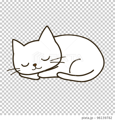 Cat Sleeping Curled Up Drawing