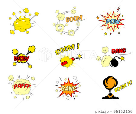 Set of comic cartoon text explosionsのイラスト素材 [96152156] - PIXTA