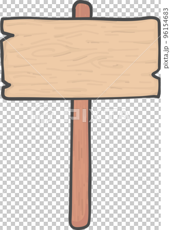 brown wooden sign board rectangular shape on...-插圖素材 [96154683] - PIXTA圖庫