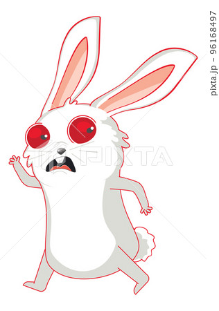 White rabbit running awayのイラスト素材 [96168497] - PIXTA