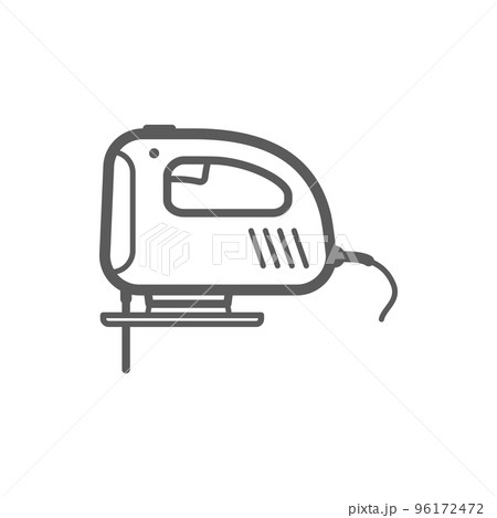 Electric jig saw machine isolated outline icon....のイラスト素材 [96172472 ...