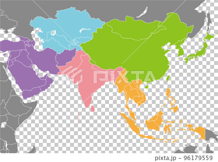 Regional divisions of Asia commonly used in... - Stock Illustration ...