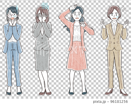 Business woman full body illustration set of... - Stock Illustration ...