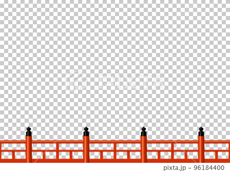 Handrails of Japanese architecture vermilion... - Stock Illustration ...