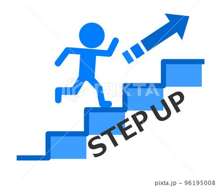 努力して階段を登ってステップアップする人物のイラスト素材 [96195008] - PIXTA