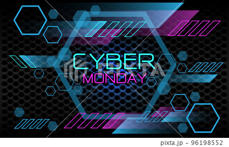 Cyber monday blue pink circuit on dark grey...のイラスト素材 [96198552] - PIXTA