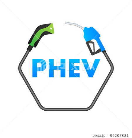 PHEV icon. Plug-in hybrid electric vehicle....のイラスト素材 [96207381] - PIXTA
