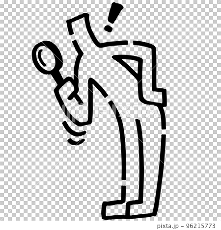 A stickman looking through a magnifying glass.... - Stock Illustration ...