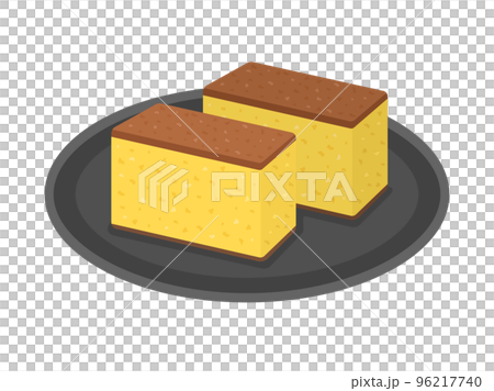 Illustration of castella served on a plate - Stock Illustration ...