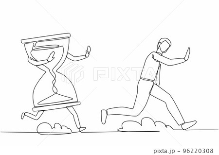 Single one line drawing stressed businessman...のイラスト素材 [96220308] - PIXTA