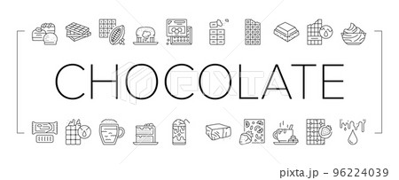 Chocolate Sweet Dessert And Drink Icons Set Vectorのイラスト素材 [96224039] - PIXTA