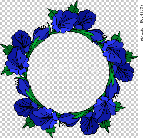 round border of large blue flowers, isolated... - Stock Illustration ...