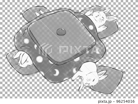 Illustration of rabbits sleeping happily on a... - Stock Illustration ...