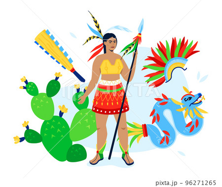 Ancient warrior woman - modern colored vector...のイラスト素材 [96271265] - PIXTA