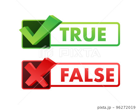 True and false. Check mark and cross. Vector...のイラスト素材 [96272019] - PIXTA