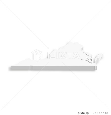Virginia, state of USA - white vector 3D map of...のイラスト素材 [96277738 ...