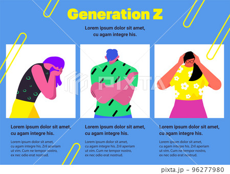 set young people in depression with confused...のイラスト素材 [96277980] - PIXTA