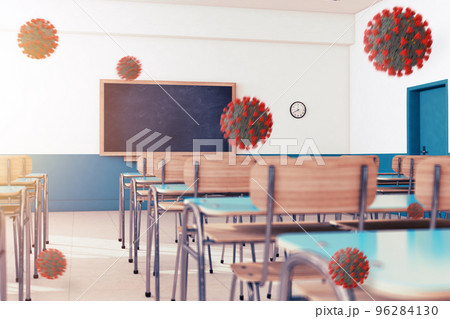 Blank classroom due to covid-19 pandemic....のイラスト素材 [96284130] - PIXTA