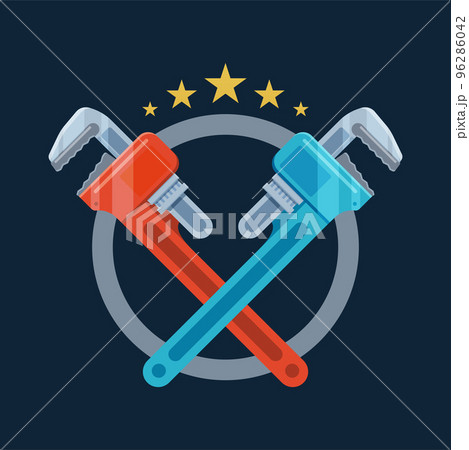 cross of two wrench. Red and Blue wrench....のイラスト素材 [96286042] - PIXTA