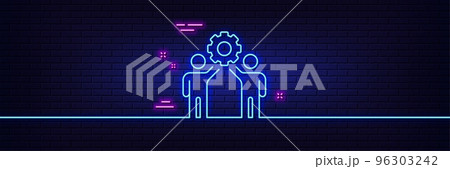 Neon light glow effect. Employees teamwork line...のイラスト素材 [96303242 ...