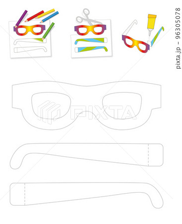 Eyeglass paper model, handicraft template with...のイラスト素材 [96305078] - PIXTA