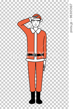 A man in a Santa Claus costume saluting - Stock Illustration [96305987 ...