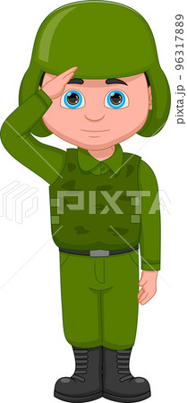 soldier boy cartoon on white backgroundのイラスト素材 [96317889] - PIXTA