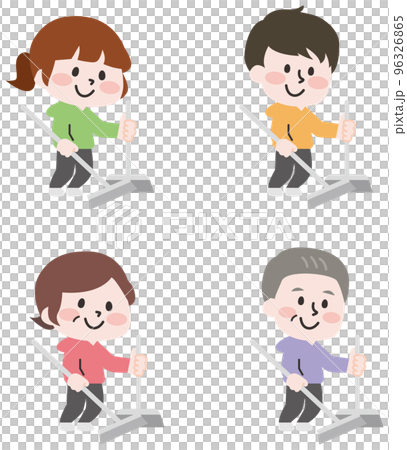 一個掃地的人的插圖集-插圖素材 [96326865] - PIXTA圖庫