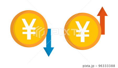 円安と円高アイコンセット。円価格上昇と円価格減少。ベクター。のイラスト素材 [96333388] - PIXTA