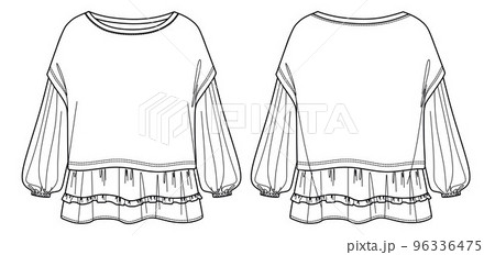 Vector long sleeved oversized top fashion CAD,...のイラスト素材 [96336475] - PIXTA