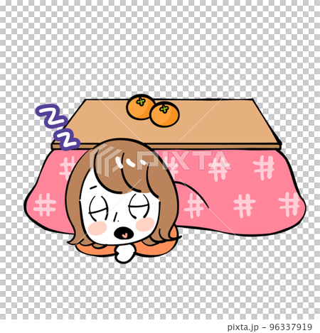 Female kotatsu sleeping nap - Stock Illustration [96337919] - PIXTA