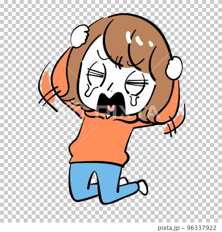 Woman frustrated tears help - Stock Illustration [96337922] - PIXTA