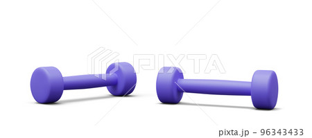 3d realistic set of dumbbells isolated on white...のイラスト素材 [96343433] - PIXTA