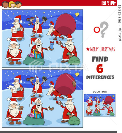 differences game for children with Santa Claus...のイラスト素材 [96343841] - PIXTA