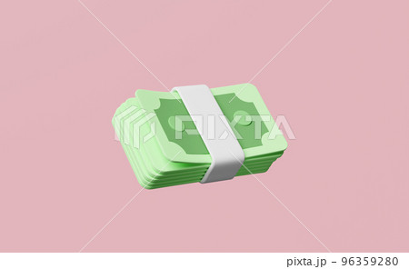 3d banknote stack icon isolated on pink...のイラスト素材 [96359280] - PIXTA