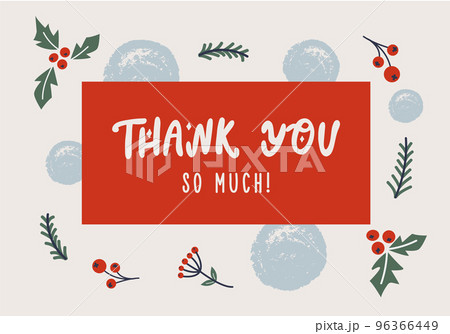 Thank you so much card template with hand drawn...のイラスト素材 [96366449 ...