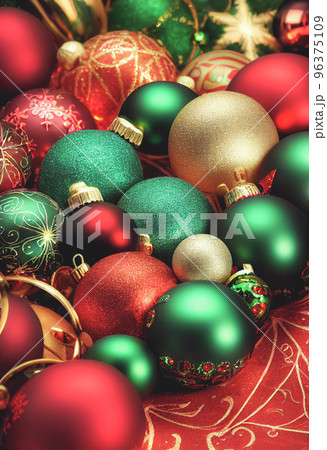 Macro shot of colorful Christmas Ornaments....のイラスト素材 [96375109] - PIXTA