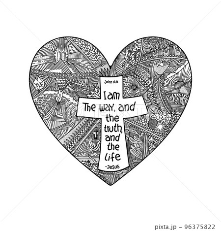 Cross With Heart Coloring Page