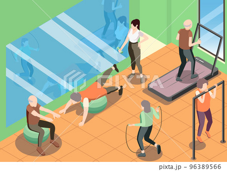 Old People Fitness Backgroundのイラスト素材 [96389566] - PIXTA
