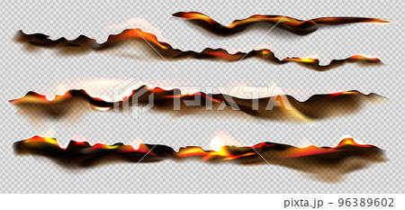 Realistic Burnt Paper Borders Setのイラスト素材 [96389602] - PIXTA