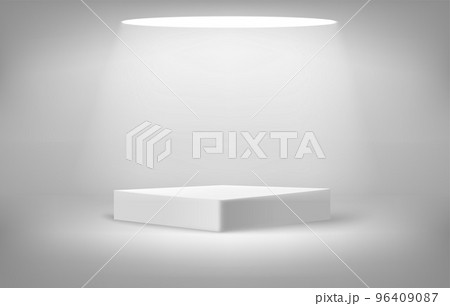 Bright studio with square podium. 3D vector...のイラスト素材 [96409087] - PIXTA